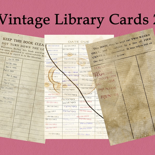 Printable Vintage Library Cards - Etsy