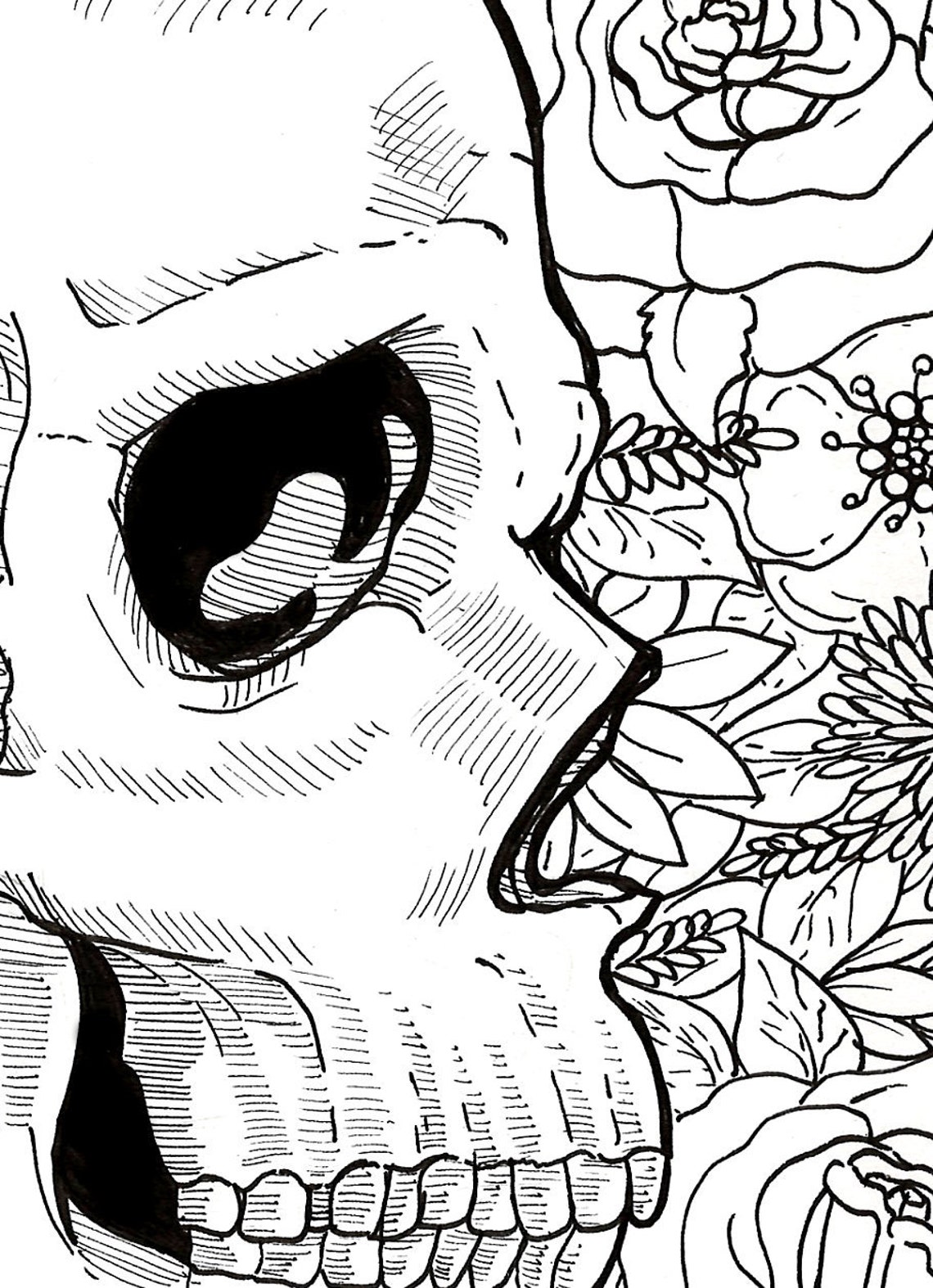 Gothic Skull Coloring Page for Adults Bark Queen Flower - Etsy
