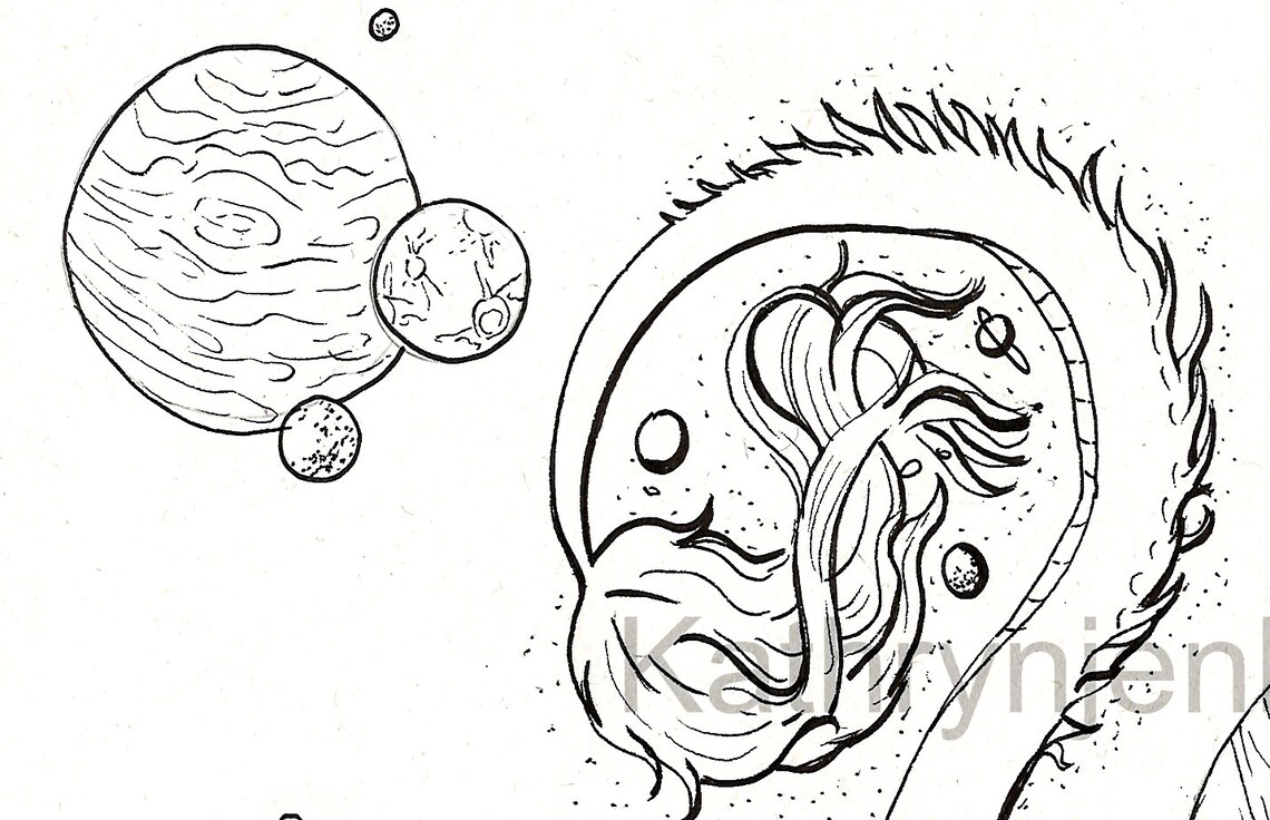 Space Cosmic Dragon Coloring Page, Galaxy Eastern Dragon Adult ...