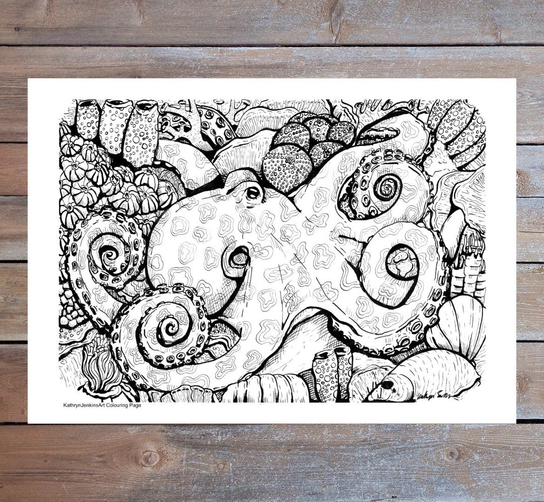Blue-ringed Octopus Adult Colouring Page, Digital Download, Printable ...