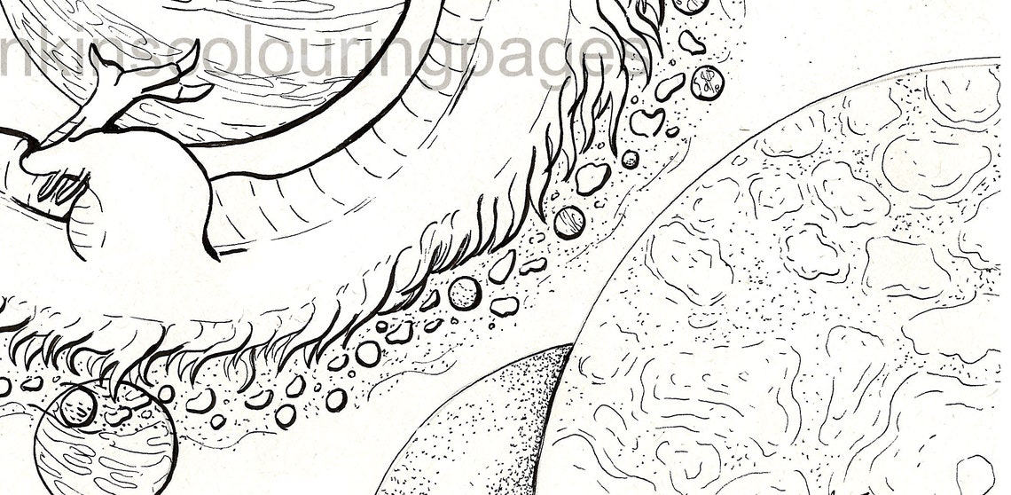 Space Cosmic Dragon Coloring Page, Galaxy Eastern Dragon Adult ...