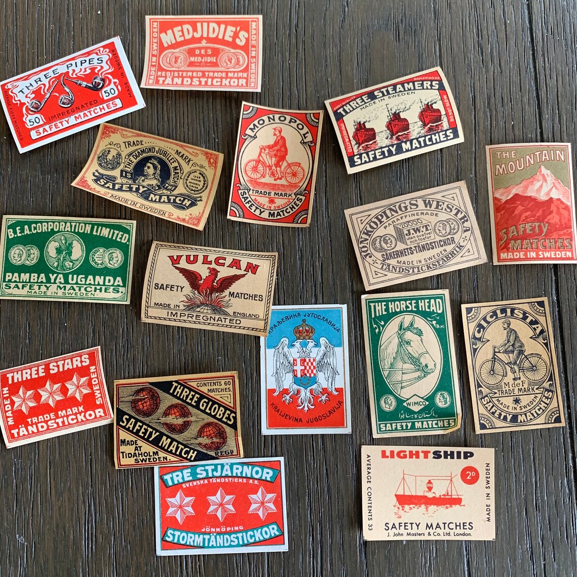 10 Swedish Matchbox Labels - Vintage Paper Ephemera - Etsy