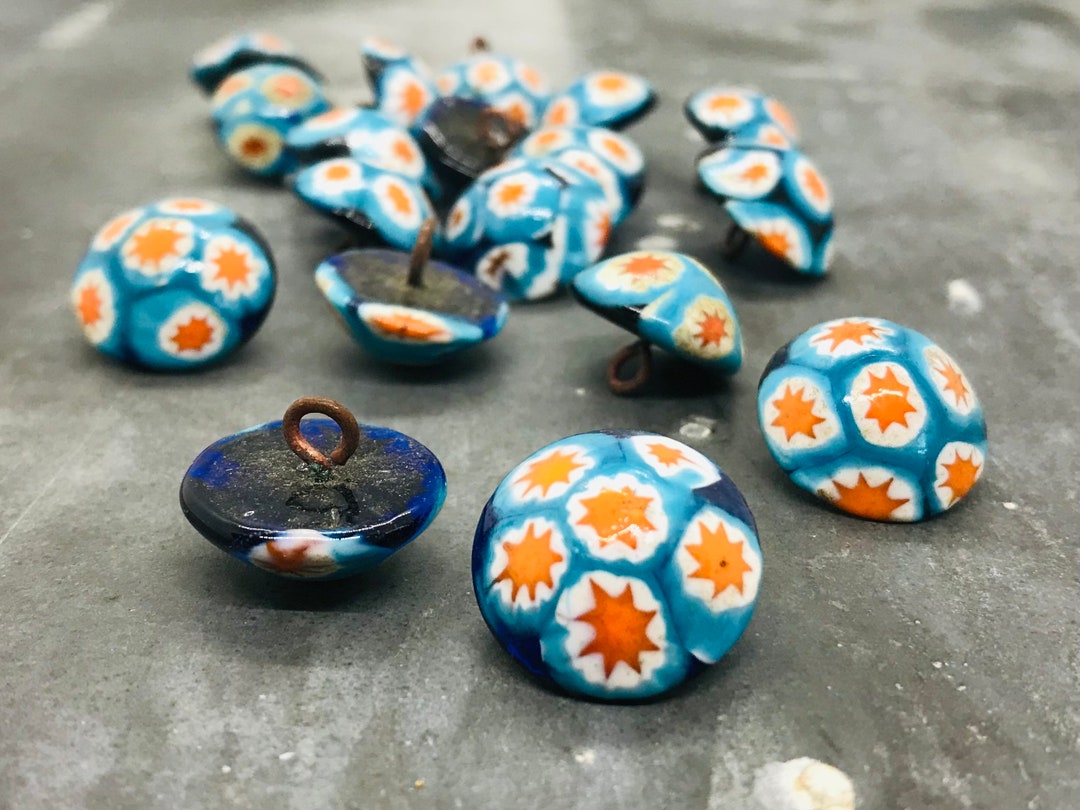 2 Vintage Button, Vintage Murano Glass Button, Vintage Venetian Button ...