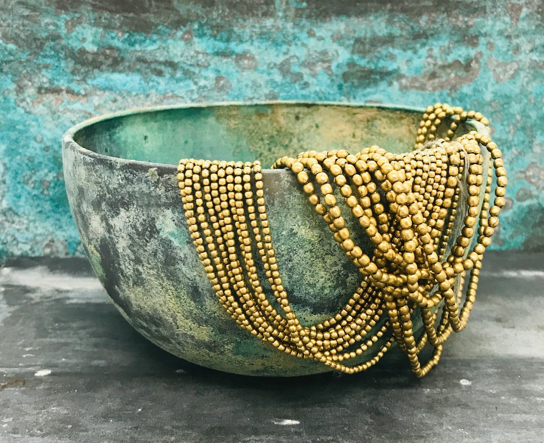 Strand of Small Bronze Beads, Small Bronze Spacer Beads, Hand Made ...