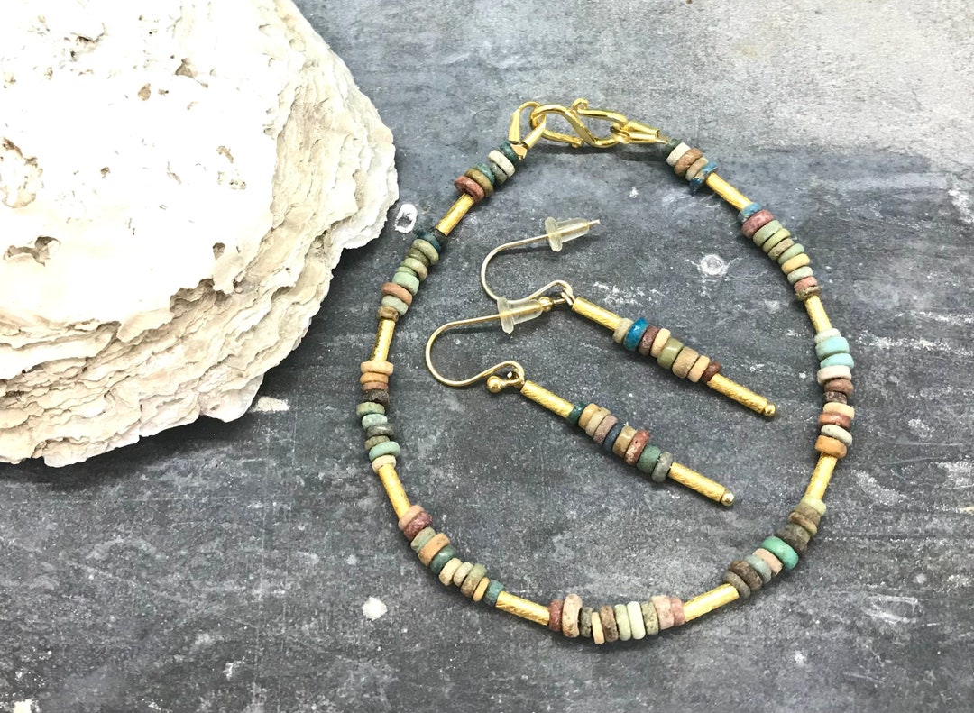 Set of 2: Ancient Egyptian Bracelet and Ancient Egyptian Earrings ...