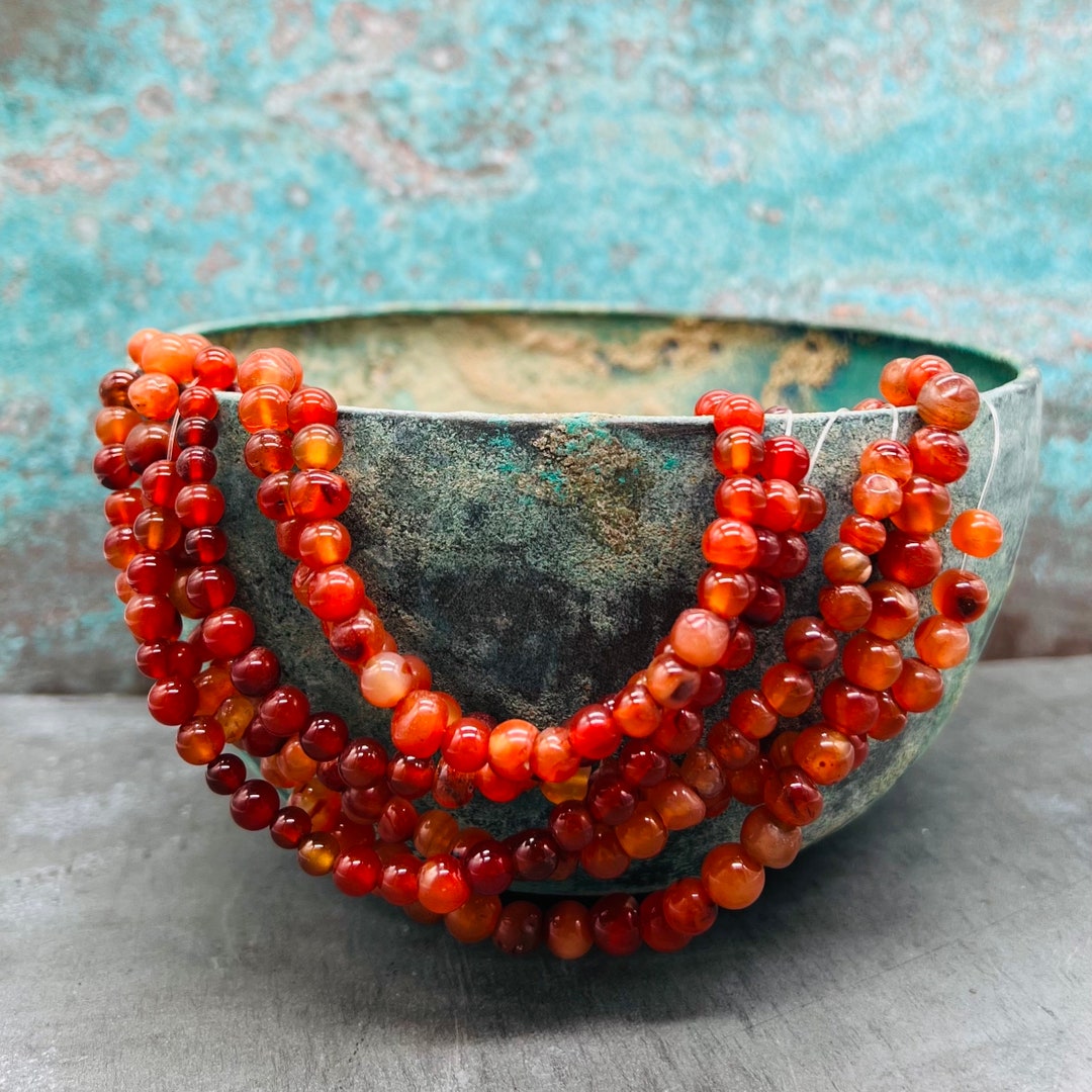 Antique Stone Beads Necklace, Old African Trade Beads, Small Beads for ...