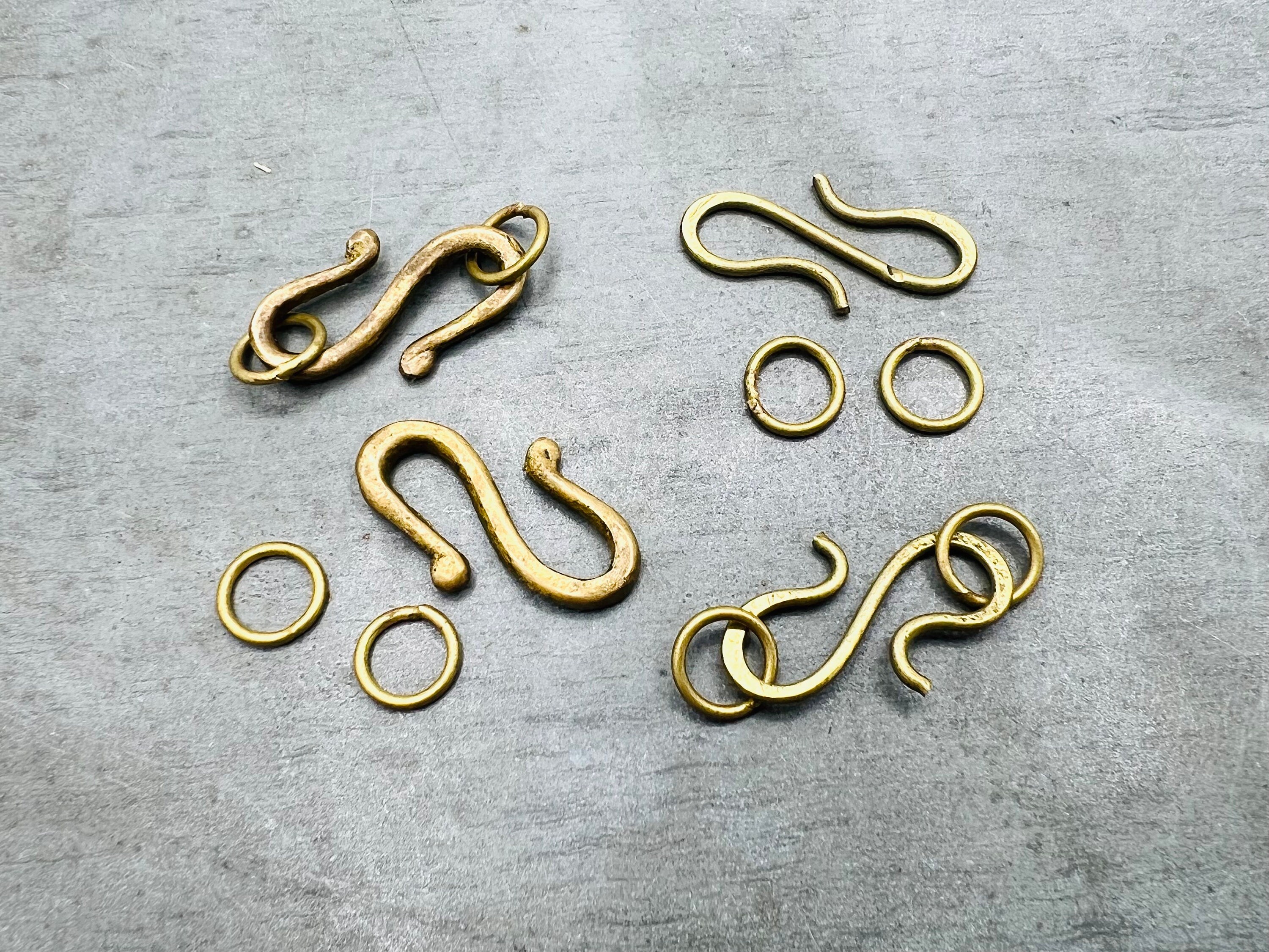 4 Brass S Hook Clasps for Tribal Jewelry, Jewelry Clasps, S Clip ...