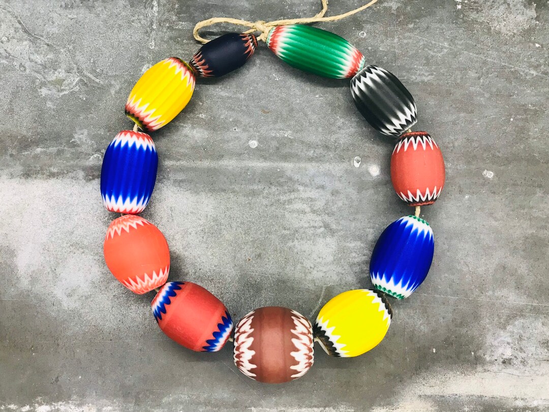 11 Large Vintage Chevron Beads, 6-layer Chevron Bead, Rare Venetian ...