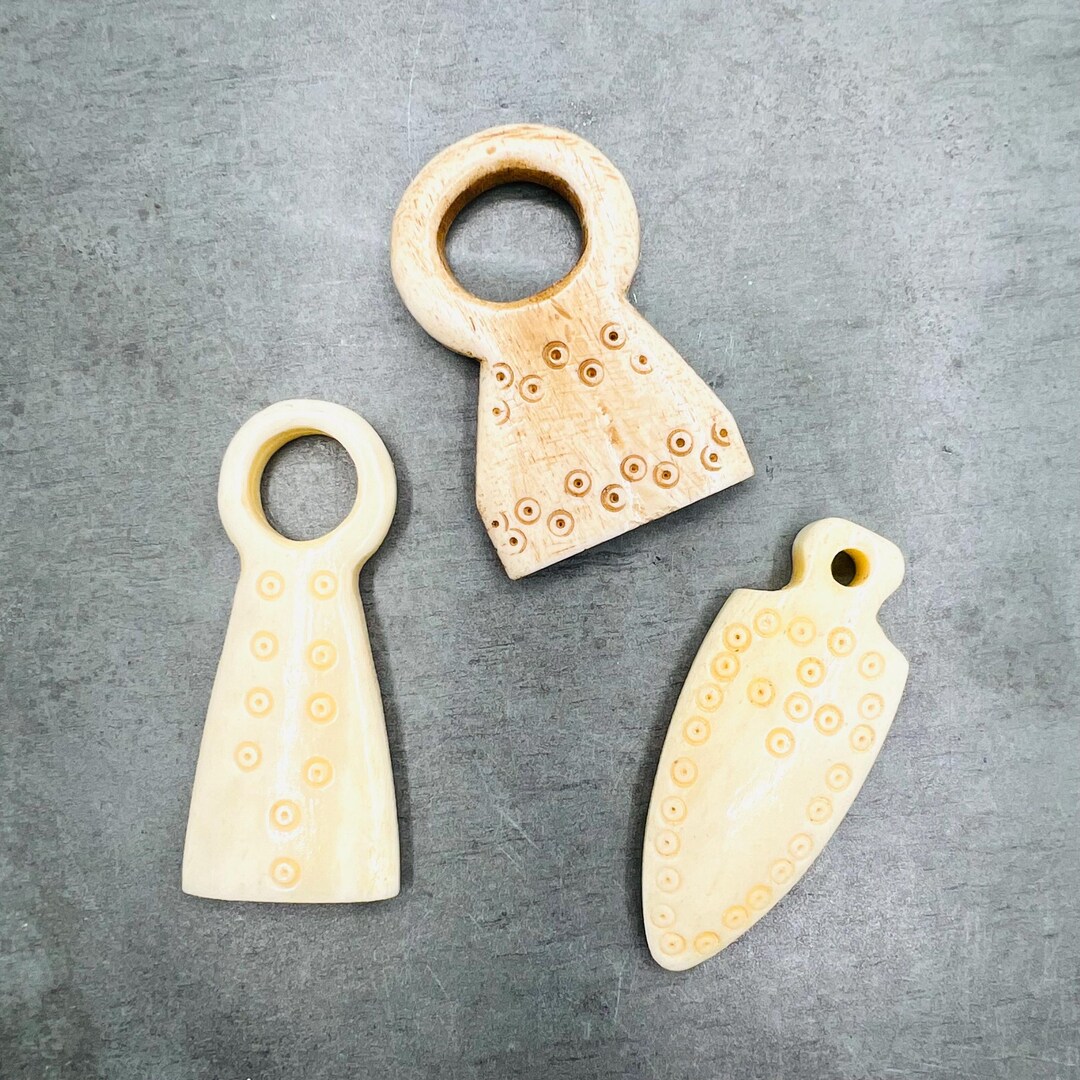3 Carved Bone Pendants, Doula Fertility Protection Amulet, African ...
