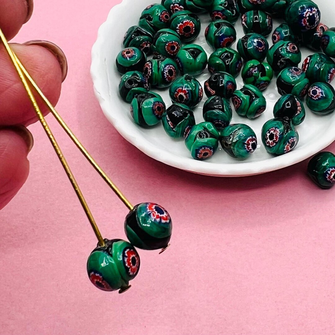 10 Venetian Millefiori Beads, Vintage Murano Glass Beads, Italian Glass ...