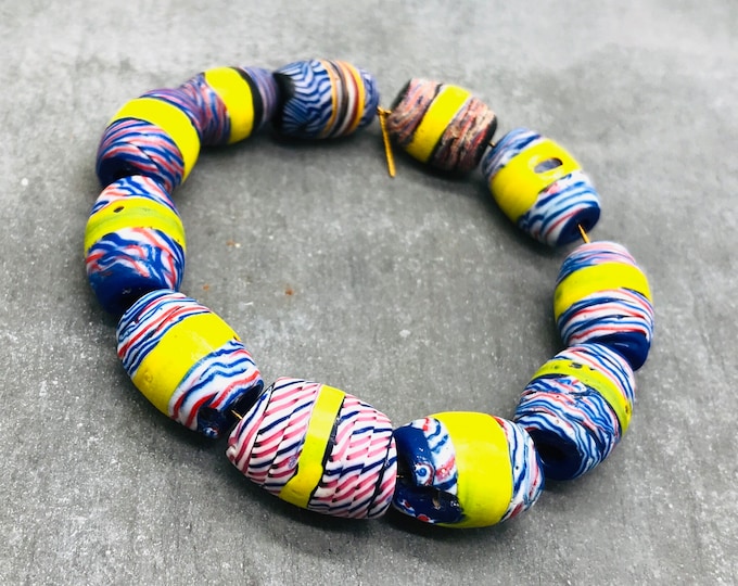 10 Matched Venetian King Beads, Late 1800's, Mixed Old Venetian Fancy ...