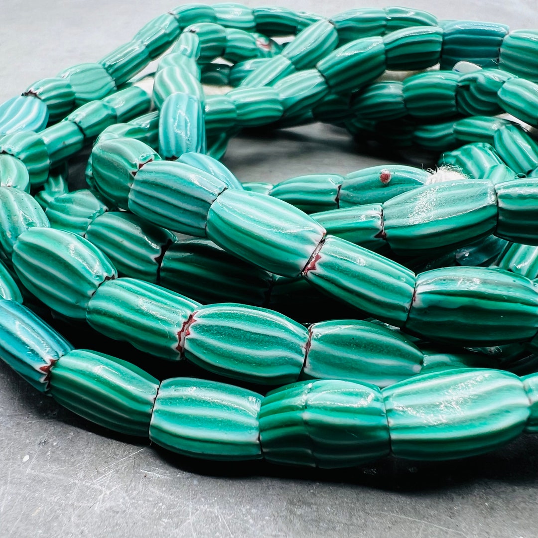 10 Watermelon Chevron Beads, 4-layer Glass Beads, Venetian Chevron ...