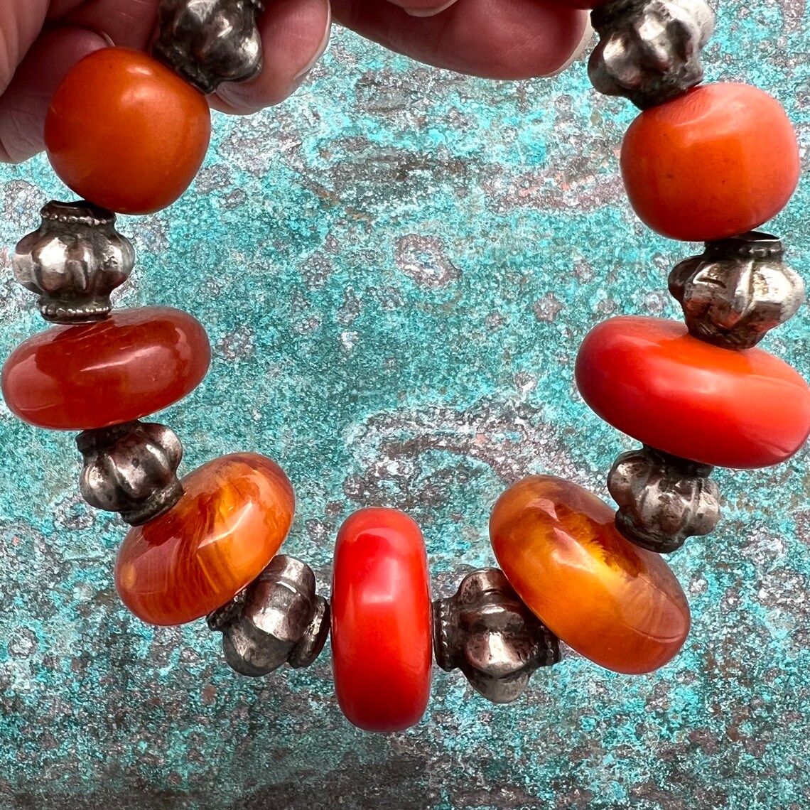 10 Antique Indian Silver Beads, Fluted Melon Silver Spacer Beads Big ...
