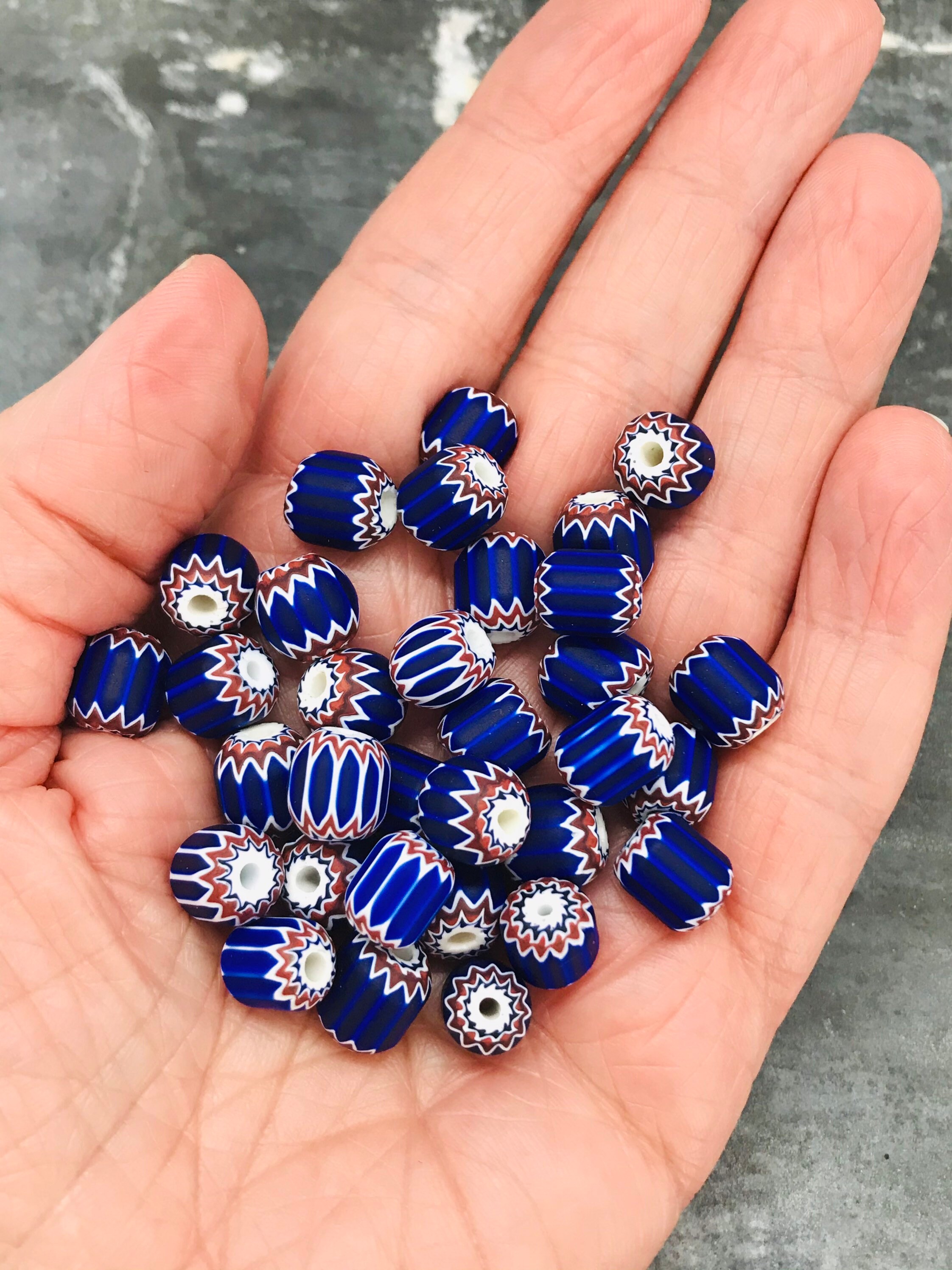 2 Small Chevron Beads, 6-layer Glass Chevron Beads, Venetian Chevron ...