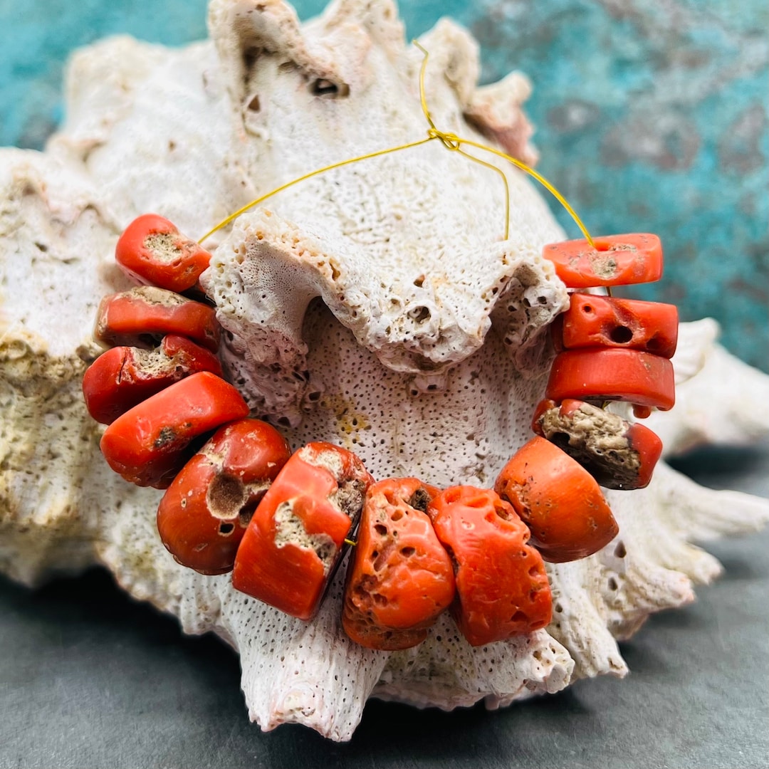 Antique Coral Beads, Large Mediterranean Coral Beads for Jewelry Making ...