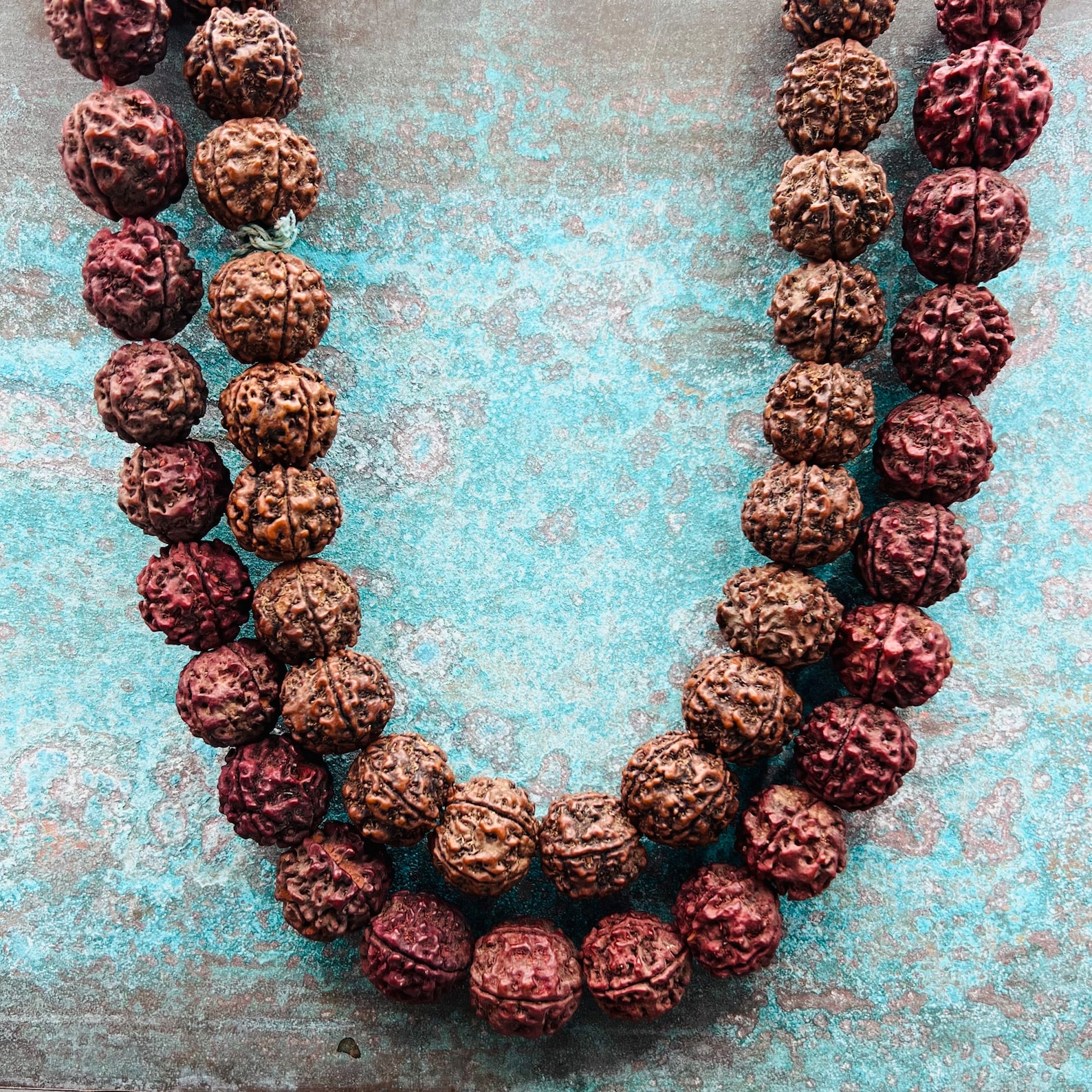 2 Old Rudraksha Mala Prayer Beads, Healing Mala Beads, Mens Bead Mala ...