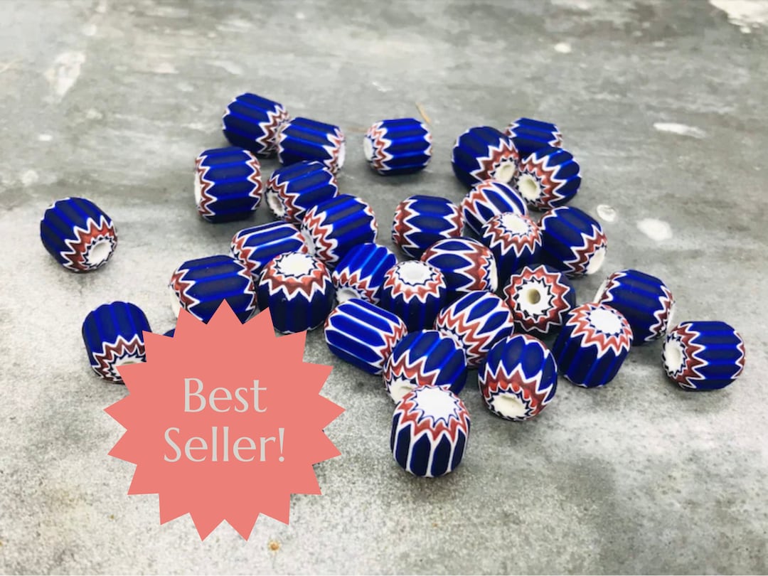 2 Small Chevron Beads, 6-layer Glass Chevron Beads, Venetian Chevron, Trade Bead Venetian ...