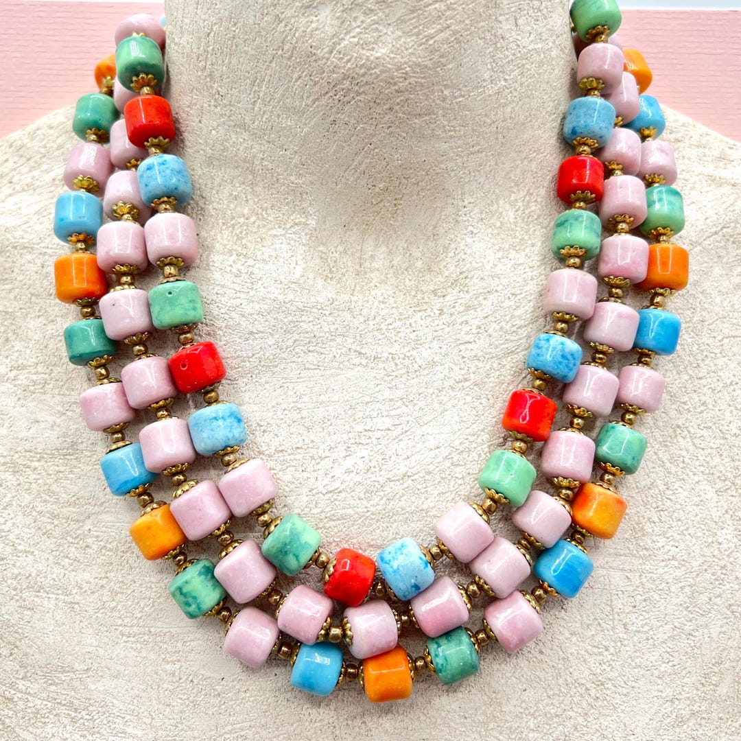 Vintage Czech Bead Necklace, Mama Jewelry, Rare Art Deco 60s Necklace ...