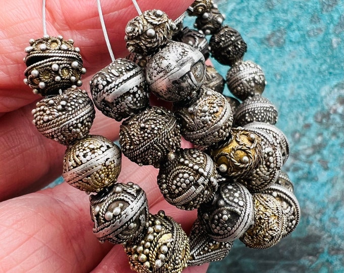 Old Filigree Silver Beads From Mauritania, Granulated Silver Beads, Old ...