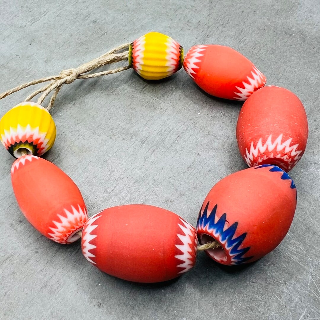 5 Vintage Chevron Beads, 5-layer Chevron Beads, Rare Venetian Chevrons ...