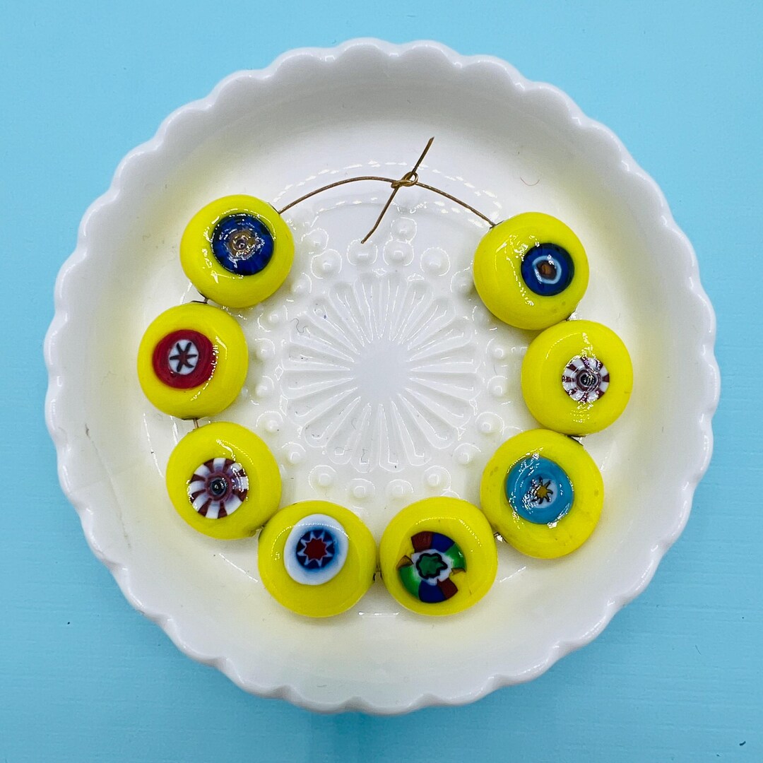 8 Venetian Millefiori Beads, Vintage Murano Glass Beads, Italian Glass ...