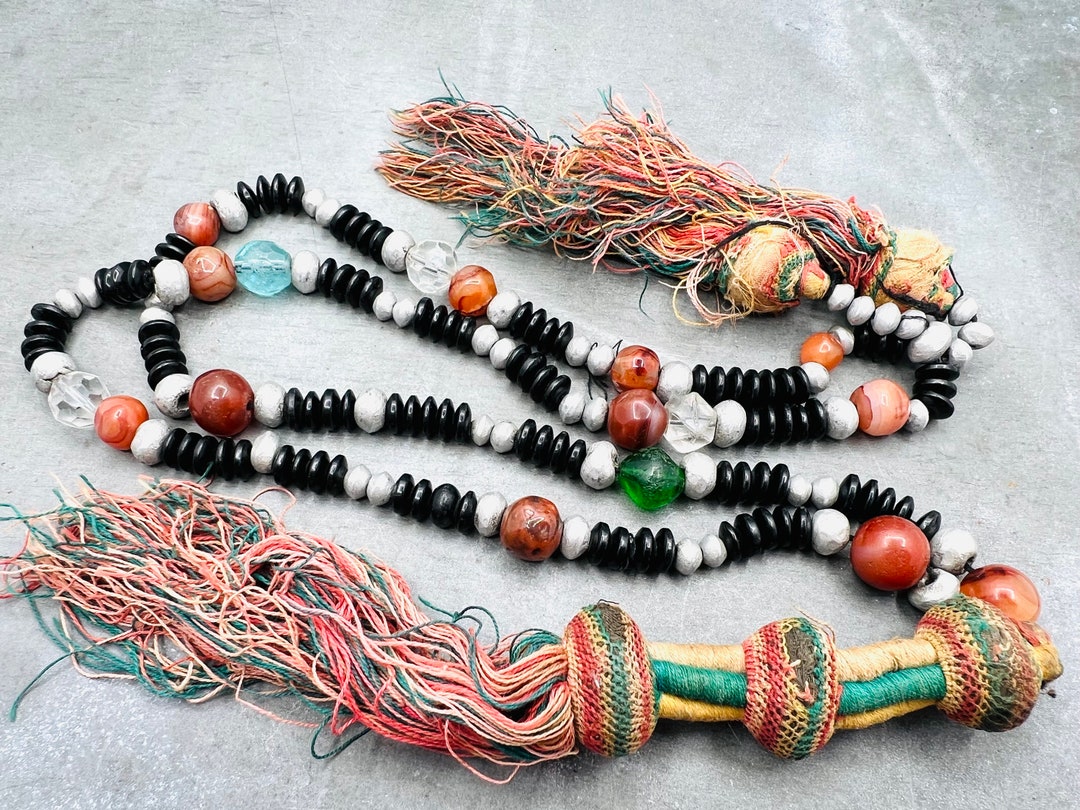 Black Prayer Beads Mauritania, Old Mala Necklace, Vintage Chaplet With ...