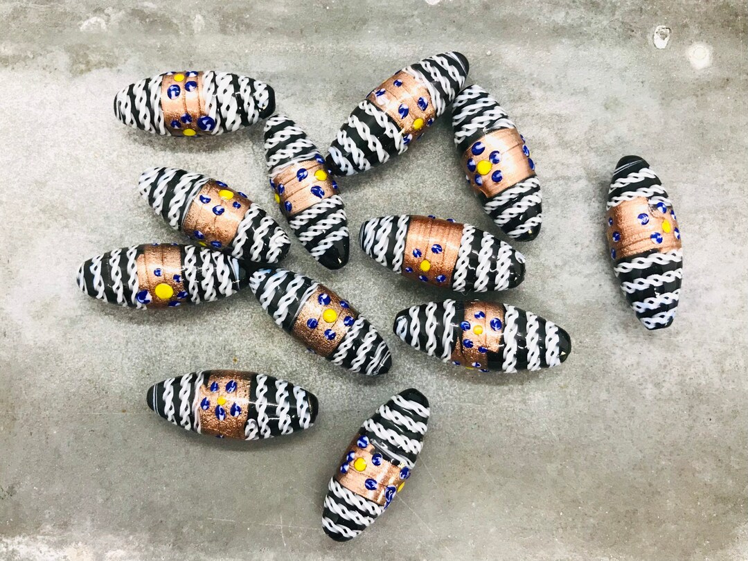 2 Collectable Vintage Venetian Fancy Beads, Vintage Murano Glass Beads ...