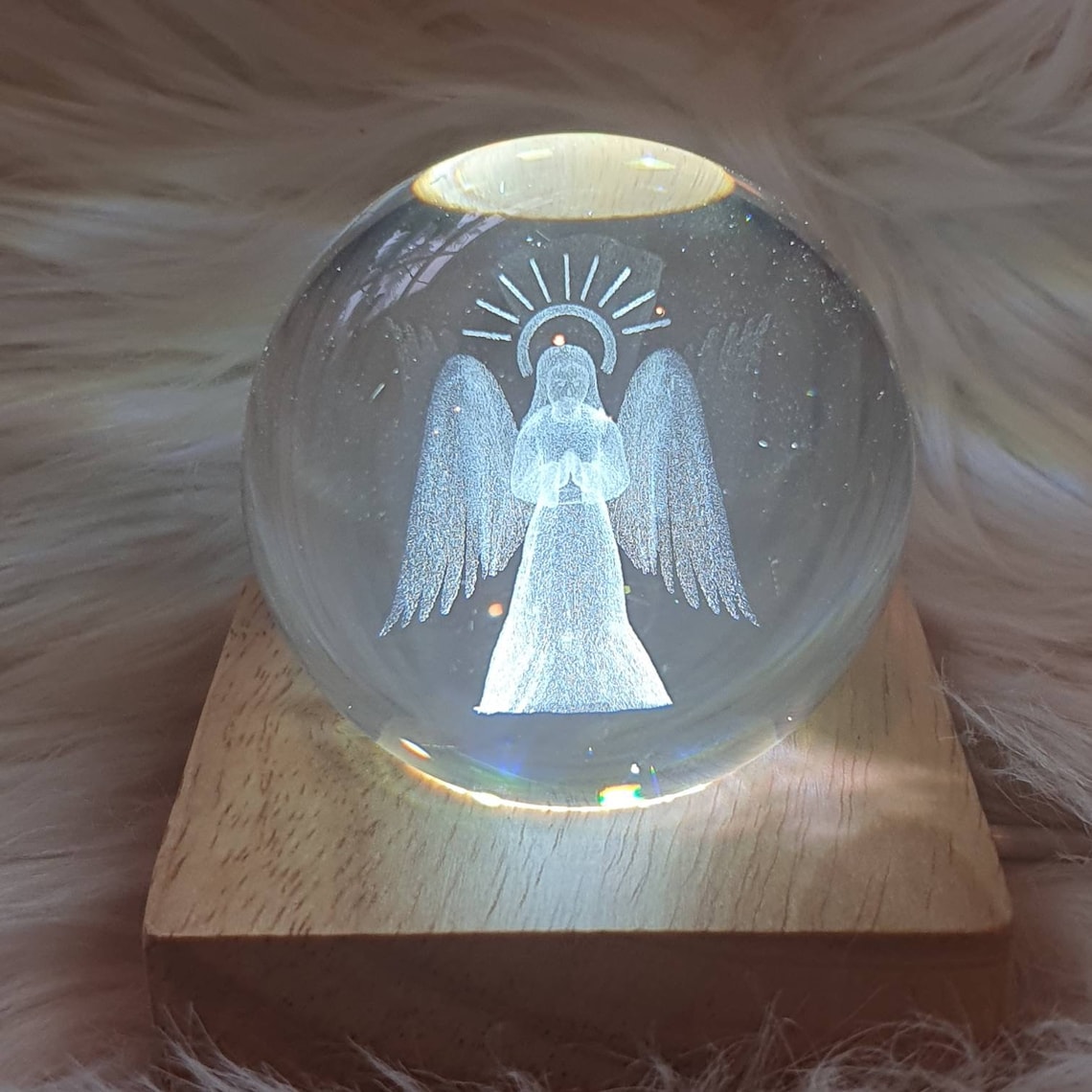 Guardian Angel Sphere With Light Etched Angel Glass Sphere - Etsy