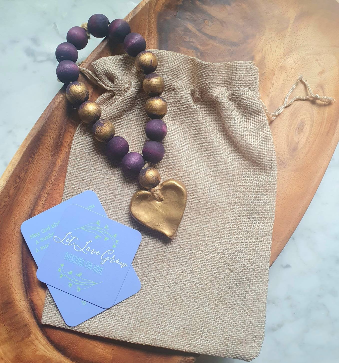 Small Blessing Beads, Wooden Blessing Beads, Heart Decor, Home Jewelry ...