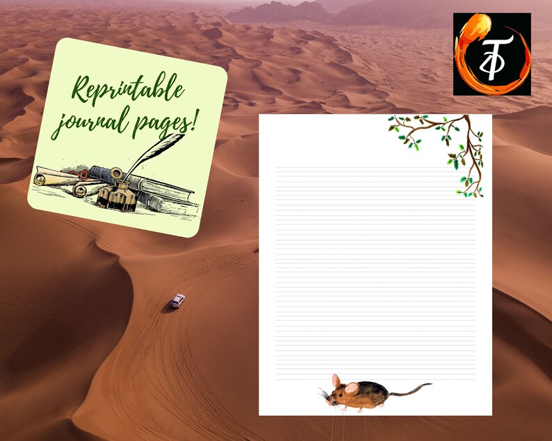 Printable Lined Journal Pages –water Color Animal Instant Download ...