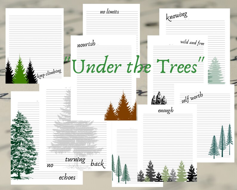 Under the Trees Lined Journal Pages - Printable Download - Etsy