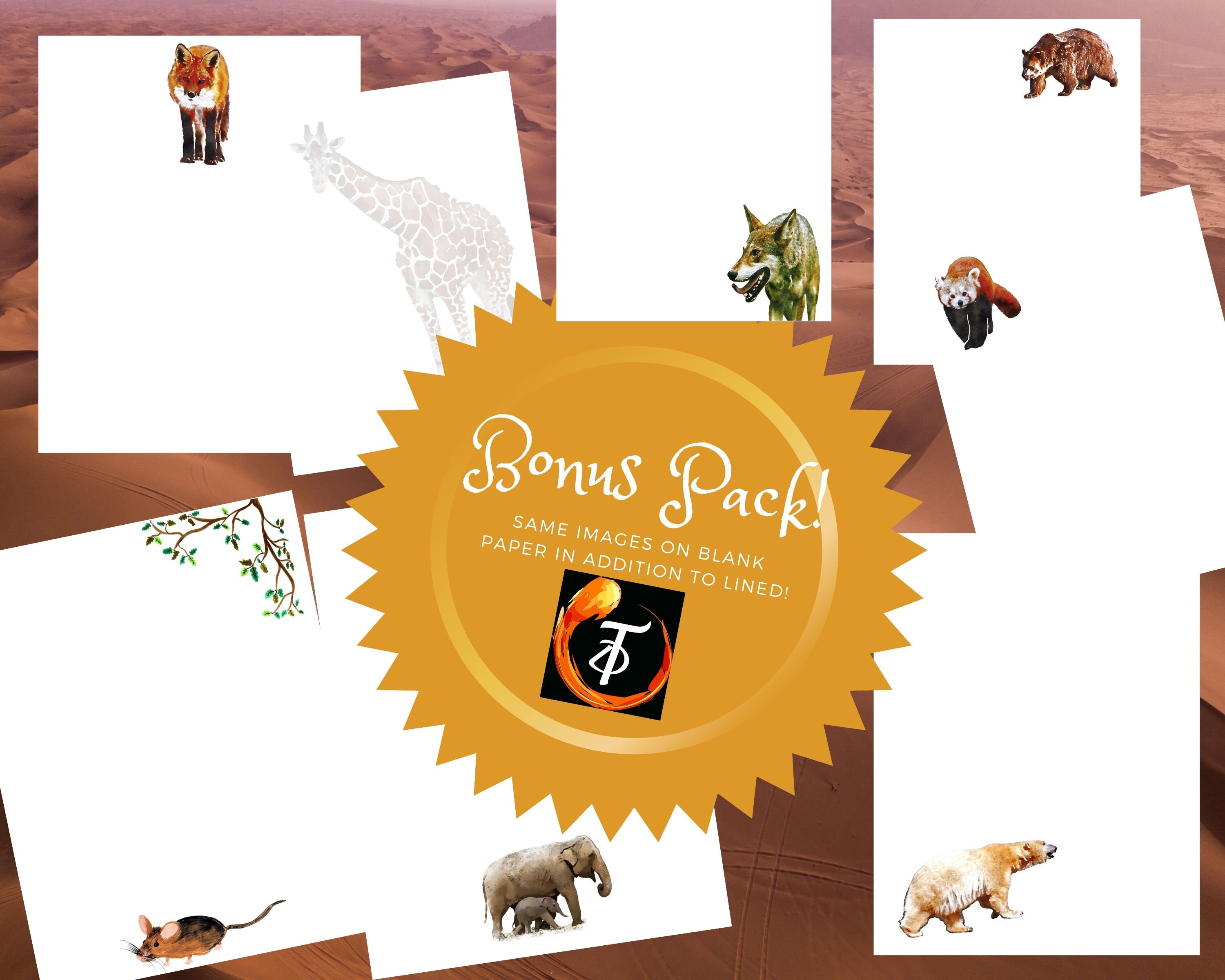 Printable Lined Journal Pages –water Color Animal Instant Download ...