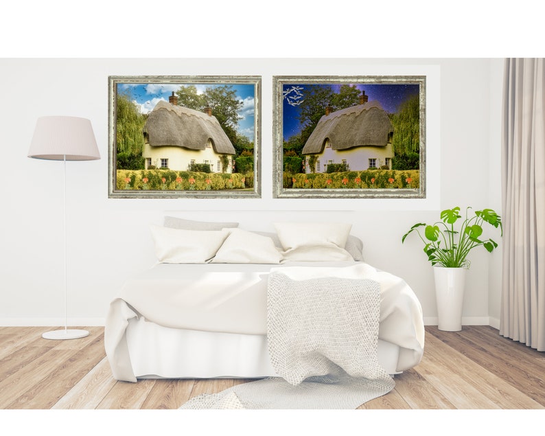 Cottage Core Inspired Day & Night Cottage Digital Art Print 8X10 and ...