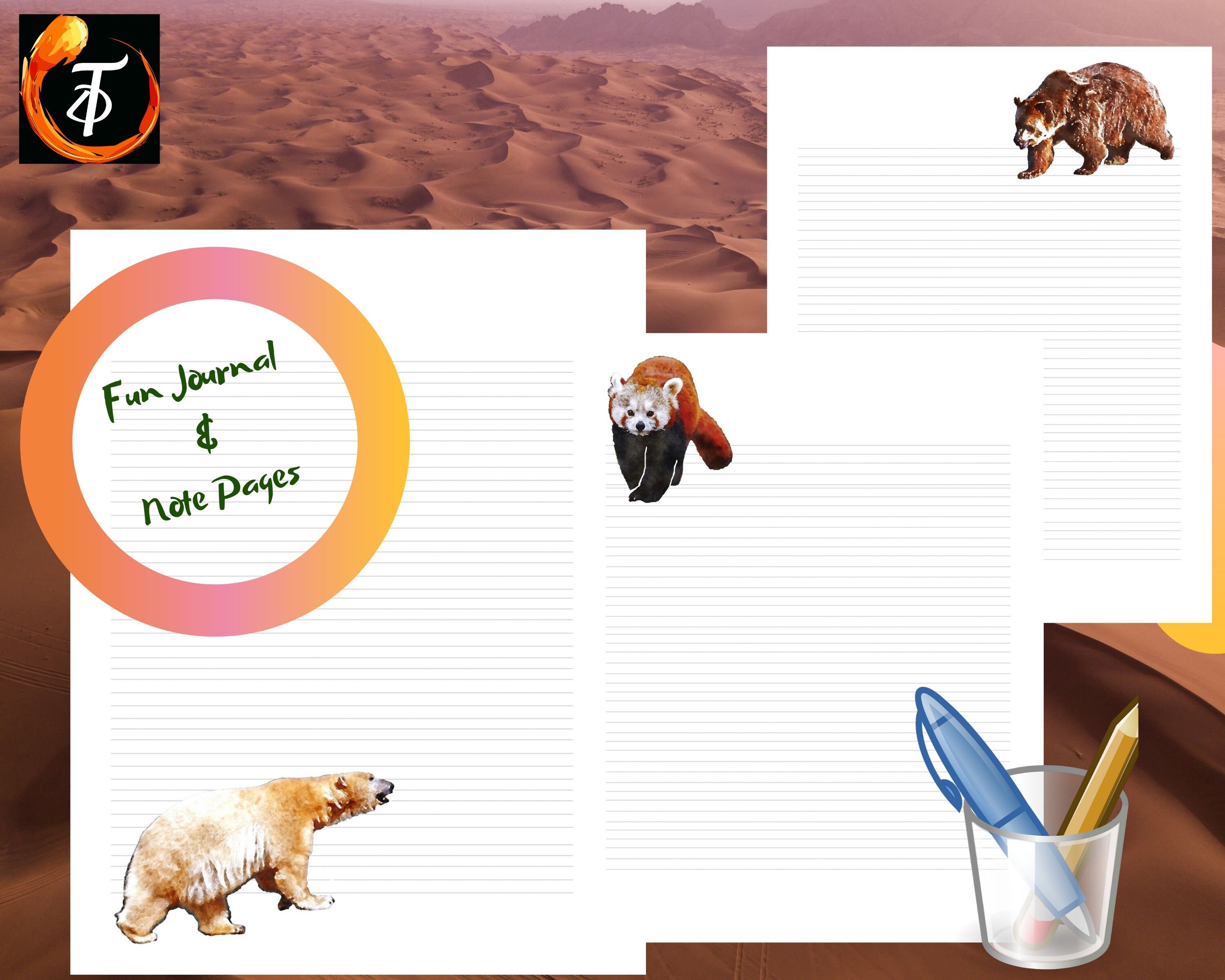 Printable Lined Journal Pages –water Color Animal Instant Download ...