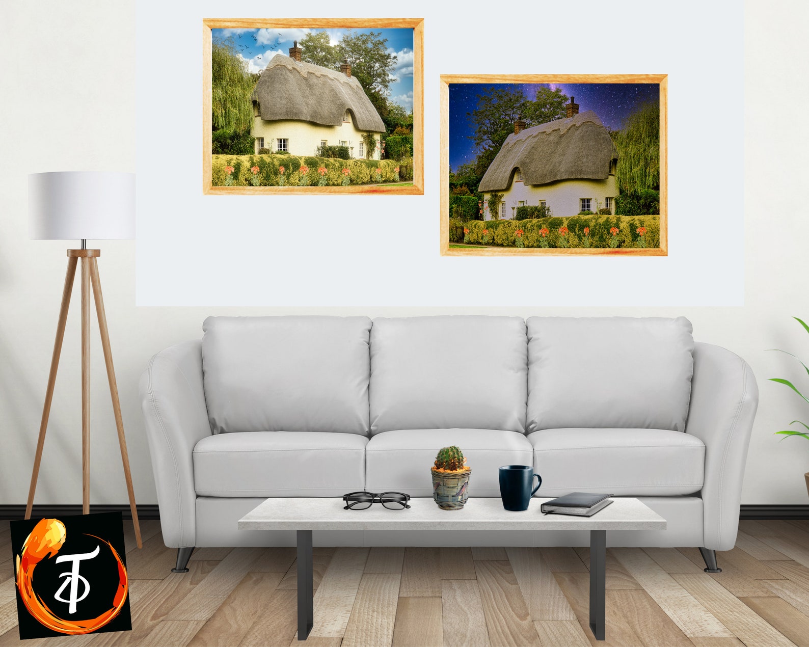 Cottage Core Inspired Day & Night Cottage Digital Art Print 8X10 and ...