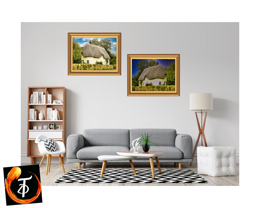 Cottage Core Inspired Day & Night Cottage Digital Art Print 8X10 and ...