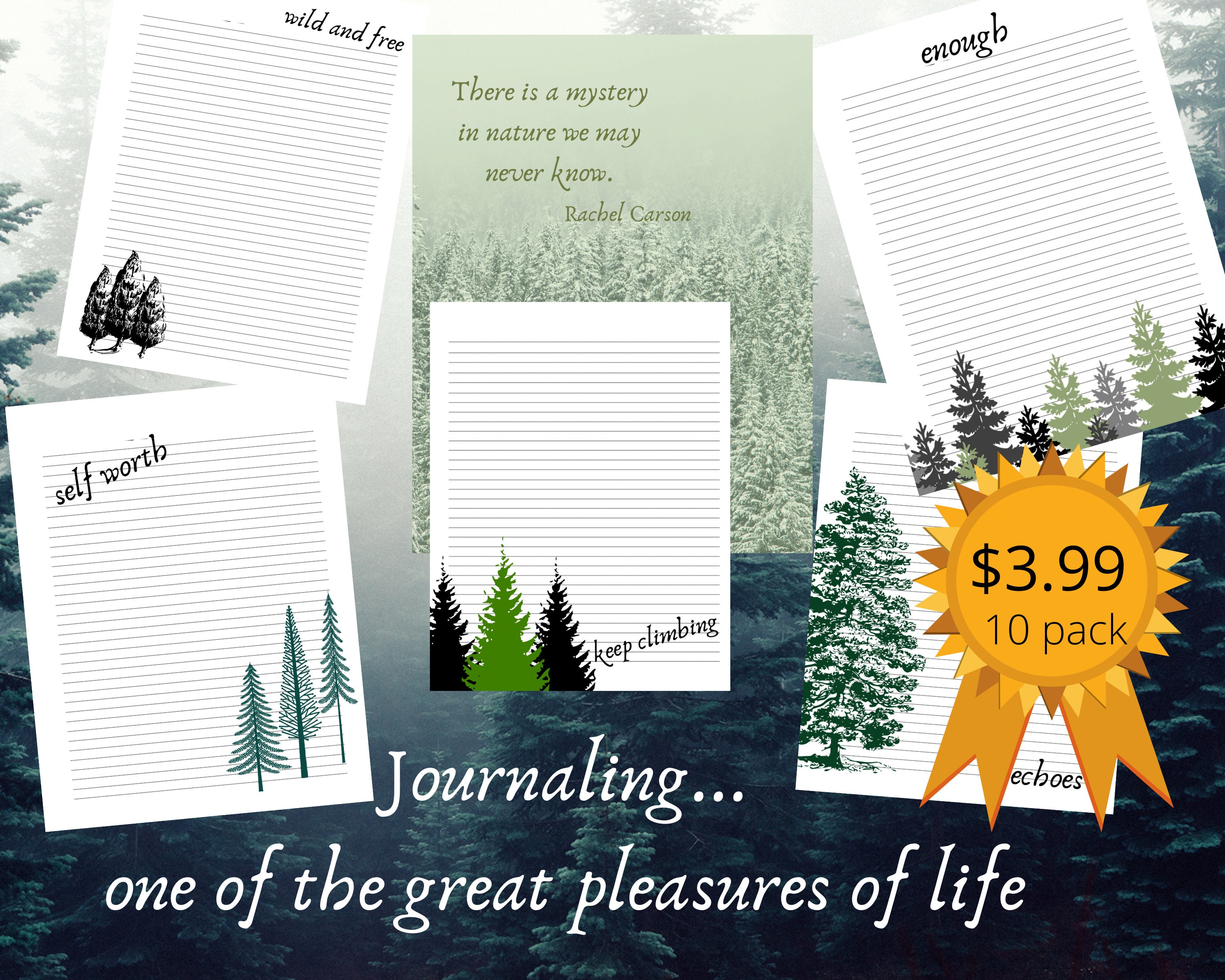 Under the Trees Lined Journal Pages - Printable Download - Etsy