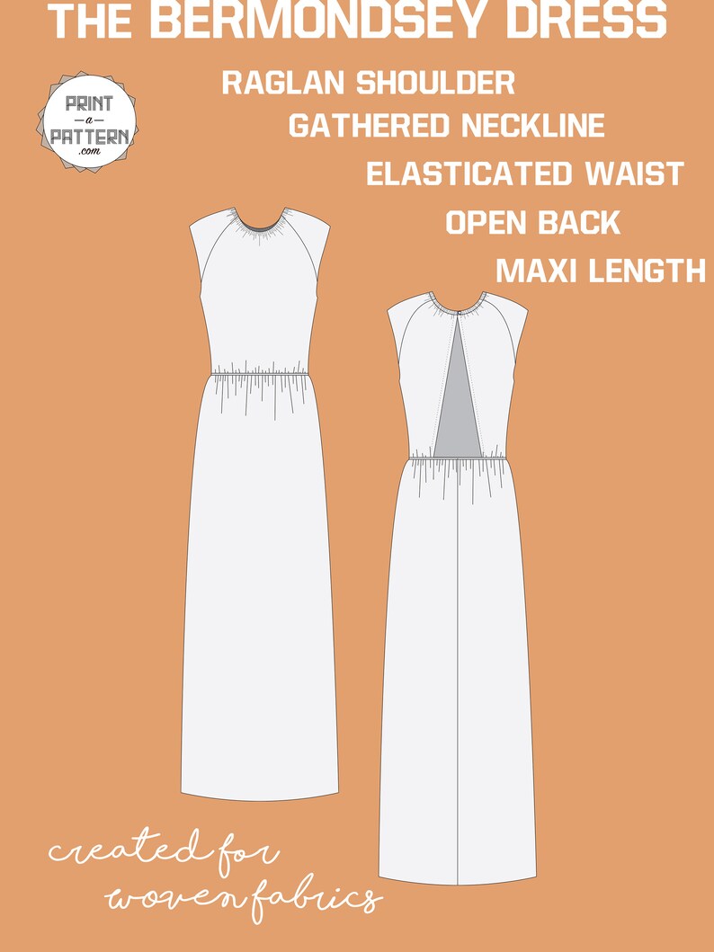 Gathered Neck Sleeveless Maxi Dress Peplum Top With an Open Back : Pdf ...