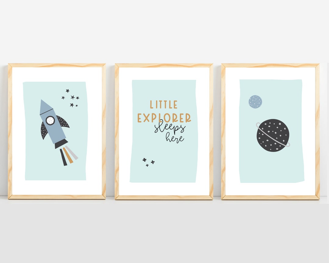 Little Explorer Nursery Wall Art Space Themed Nursery Prints Space ...