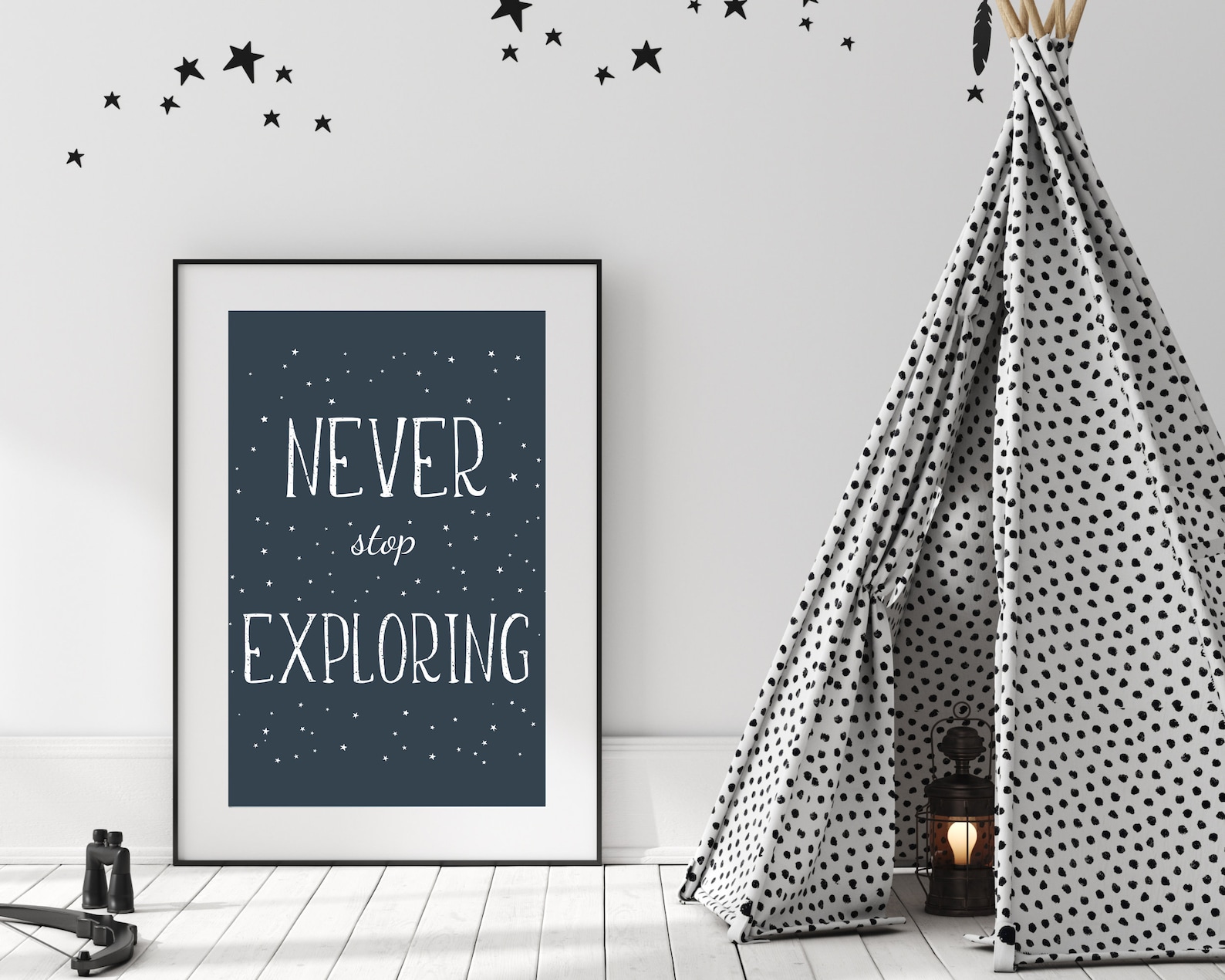 Space Themed Nursery Print: Never Stop Exploring Wall Art for Baby Boy ...