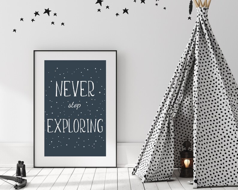 Space Themed Nursery Print Never Stop Exploring Wall Art - Etsy