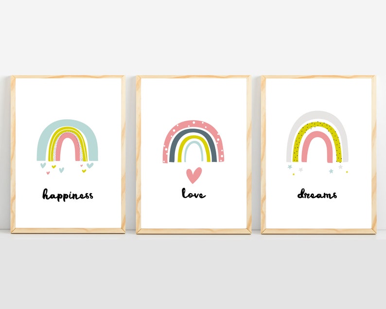 Rainbow Print, Rainbow Wall Art, Colorful Nursery Wall Art Prints, Baby ...