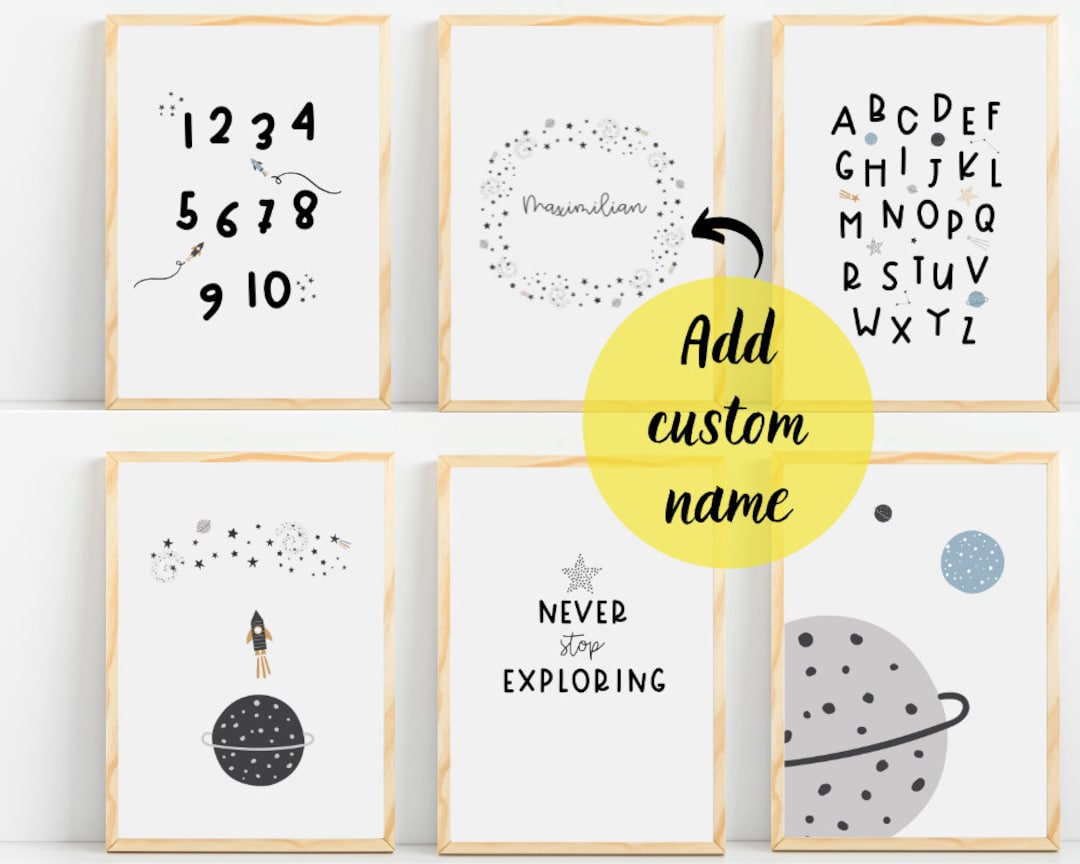 Personalized Space Nursery Wall Art Space Themed Nursery Decor Art for ...