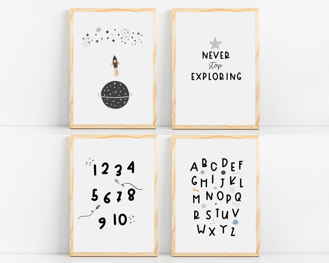 Nursery Prints Space Themed Alphabet Poster Boys Room Decor - Etsy