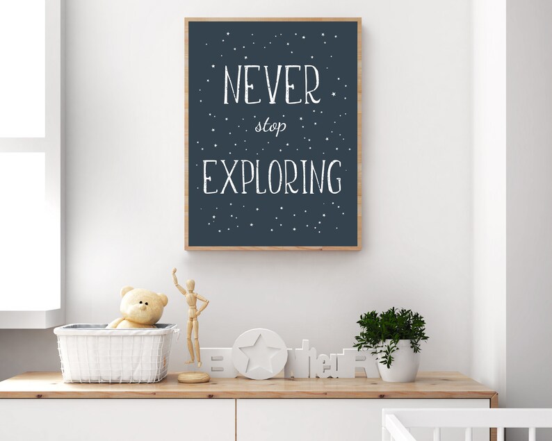 Space Themed Nursery Print Never Stop Exploring Wall Art - Etsy