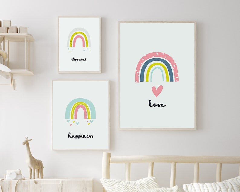 Rainbow Print, Rainbow Wall Art, Colorful Nursery Wall Art Prints, Baby ...