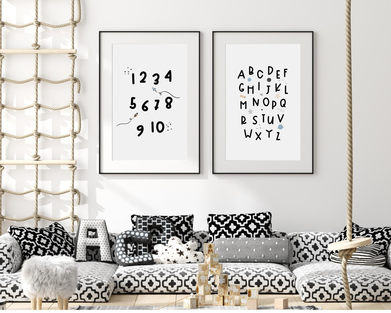 Nursery Prints Space Themed Alphabet Poster Boys Room Decor - Etsy