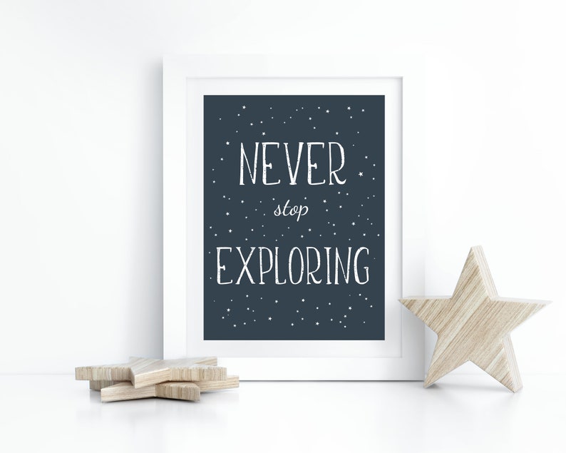 Space Themed Nursery Print Never Stop Exploring Wall Art - Etsy