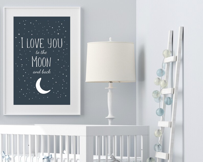 Space Nursery Print: I Love You to the Moon, Baby Boy Decor, Outer ...