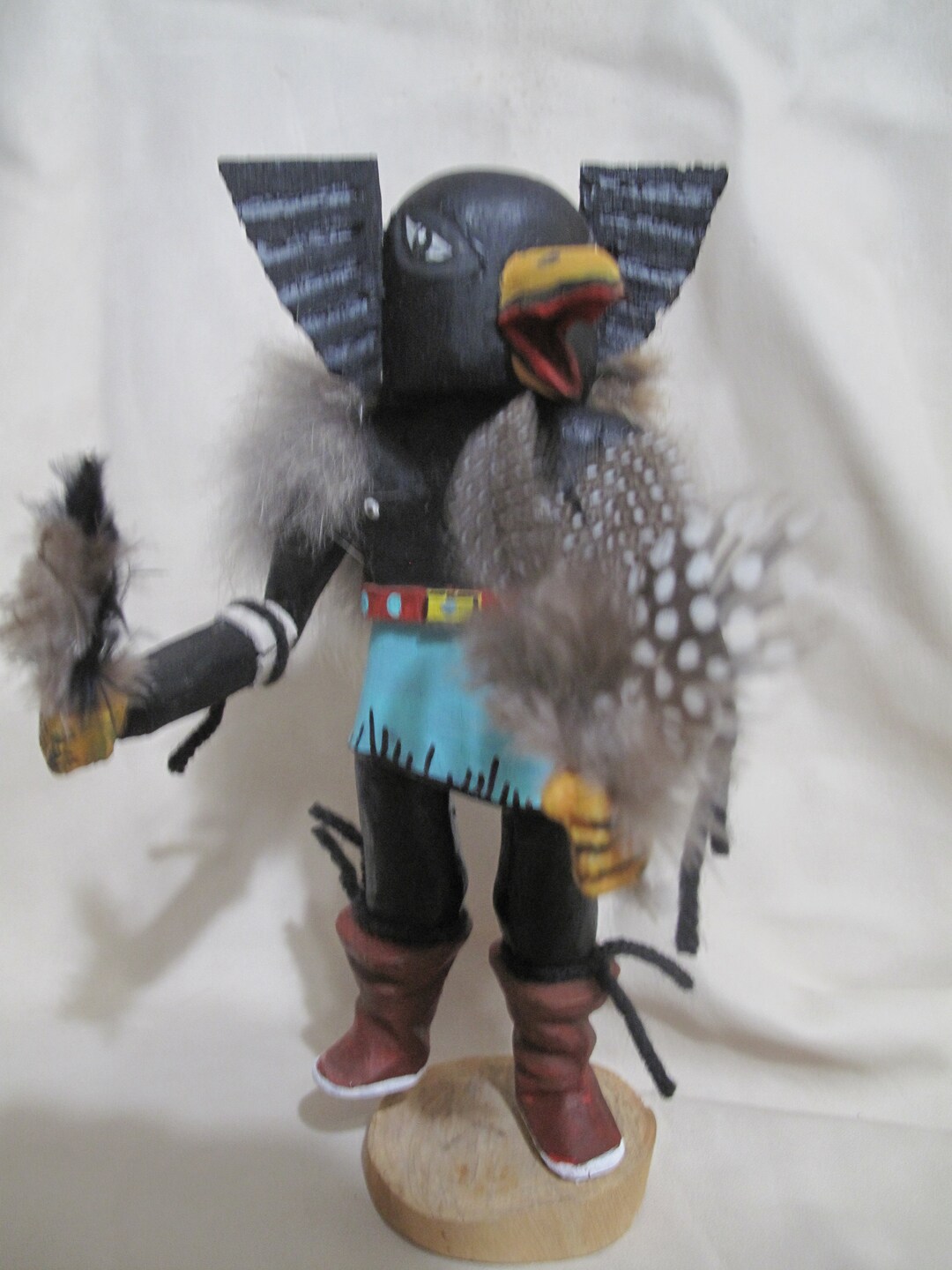 Vintage 1980s 8 1/2 Tall Hopi Crow Kachina Great Condition Signed by ...